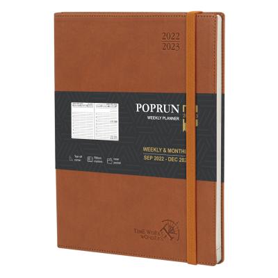 China Custom Brown Softcover Large Academic Planner 8.75x10.5 Inches Monthly Tabs for sale