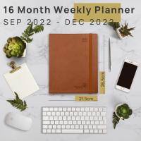 China Custom Brown Softcover Large Academic Planner 8.75x10.5 Inches Monthly Tabs for sale