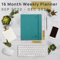 China 8.75 x 10.5 Inch Large Academic Planner Turquoise Casebound Customizable 16 Month for sale