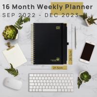 China Black Hardcover Weekly Academic Planner 10.38x8.5 Inch Custom Logo Printing for sale