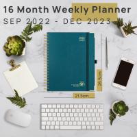 China Hardback A4 Size Weekly Academic Planner 16 Months Pacific Green for sale