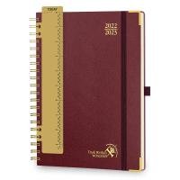 China Bordeaux Leather Weekly Academic Planner 10.38 x 8.5 Inches 14 Month Hardcover for sale