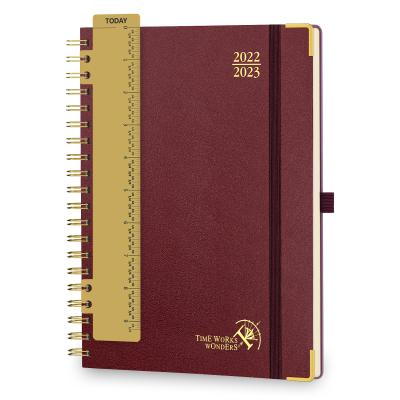 China Bordeaux Leather Weekly Academic Planner 10.38 x 8.5 Inches 14 Month Hardcover for sale
