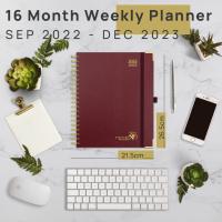 China Bordeaux Leather Weekly Academic Planner 10.38 x 8.5 Inches 14 Month Hardcover for sale