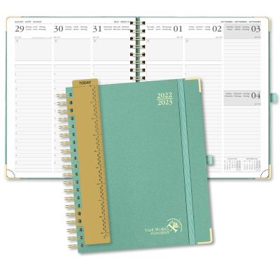 China Hardback Weekly Academic Planner 16 Month 2023-2024 Green Cover 10.38x8.5 Inch for sale