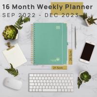 China Hardback Weekly Academic Planner 16 Month 2023-2024 Green Cover 10.38x8.5 Inch for sale
