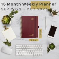 China Vegan Leatherette Hardback Weekly Planner 16-Month Sept 2023 to Dec 2023 Customizable for sale