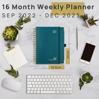 China Spiral Student Weekly Planner 2023 2023 Pacific Green Hardcover 6.5x8.5 Inch 16 Month for sale