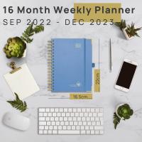 China Two-Page Weekly Planner 12 Months July 2023 to June 2024 6.5x8.5 Inches Light Blue for sale