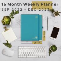 China OEM Turquoise Vertical Student Weekly Planner Sept 2023 Dec 2023 10.5x8.5 Inch FSC Paper for sale