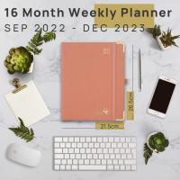 China 10.5x8.5 Inch Student Weekly Planner Custom Pink Vegan Leather Cover 12 Month for sale
