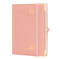 China 10.5x8.5 Inch Student Weekly Planner Custom Pink Vegan Leather Cover 12 Month for sale