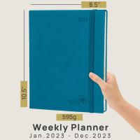 China Custom Weekly Planner 2023 10.5x8.5 Inch Night Blue Soft Cover with Elastic Band for sale