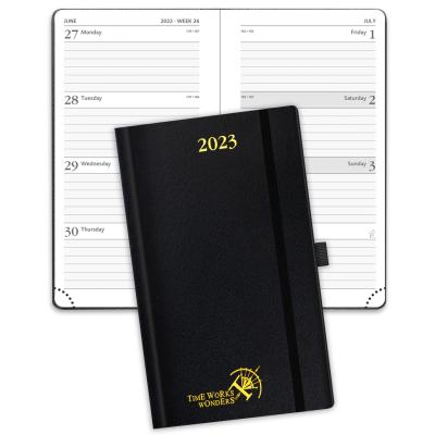China 4.25x6.75 Inch Mini Weekly Planner 2023 Black Hardcover Case Bound 100 GSM for sale