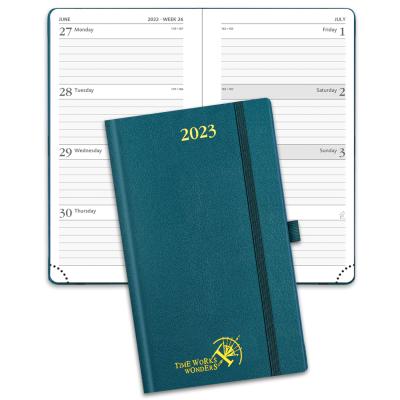 China Custom Mini Weekly Planner 2023 Hardcover 6.25x4.75 Inch Pacific Green for sale