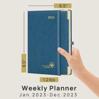 China Night Blue 6.5x8.5 Inch 2023 Weekly Monthly Planner PU Hardcover Custom for sale