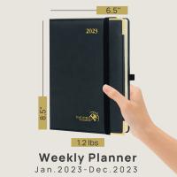 China Medium 6.5x8.5 Inch Weekly Planner 2023 PU Cover Monthly Tabs Student Agenda for sale