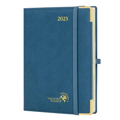 China Night Blue 6.5x8.5 Inch 2023 Weekly Monthly Planner PU Hardcover Custom for sale