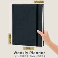 China Custom Black Softcover Planner 2023 6.5x8.5in Daily Weekly Monthly Agenda with Tabs for sale