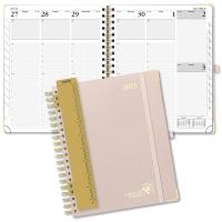 China Custom 6.5x8.5 Inch 2023 Weekly Monthly Planner Light Pink Hard Cover 100pcs MOQ for sale