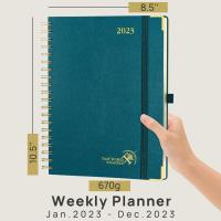 China Custom Hardcover Weekly Planner 2023 8.5x6.5 Inches Daily Monthly Schedule 100gsm Paper for sale