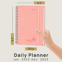 China Custom 2023 Planner Pink Softcover Spiral 6.5x8.5in Daily Weekly Monthly Tabs for sale