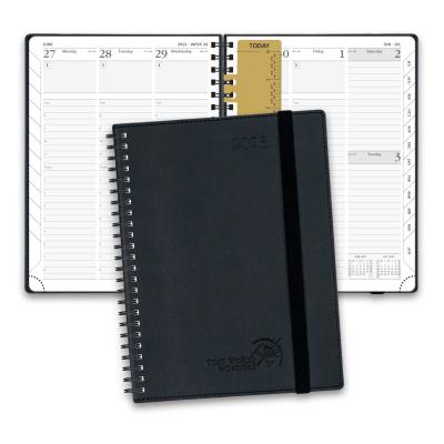 China Custom Black Softcover Spiral Bound Planner 2023 Daily Weekly Agenda 6.5x8.5in for sale