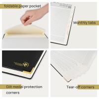 China A5 80gsm Paper Daily Planner 2023 Weekly Monthly Schedule Monochrome PU Cover for sale