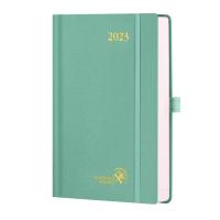 China A5 2023 Daily Planner 80GSM Ivory Paper Leatherette Hardcover Light Green for sale