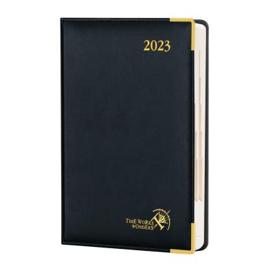 China A5 Daily Planner 2023 365 Pages Black PU Cover Executive Business Diary for sale