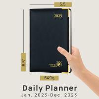 China A5 Daily Planner 2023 365 Pages Black PU Cover Executive Business Diary for sale