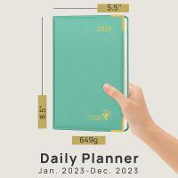 China Custom A5 2023 Daily Planner Sponge Filled Hardcover Monthly Tabs 8.5x5.5 Inch for sale