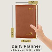 China A5 Hardcover Daily Planner 2023 Brown 80gsm Paper Yearly Monthly Agenda for sale