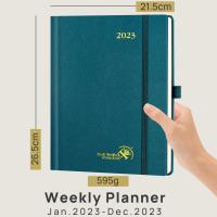 China Pacific Green 2023 Weekly Planner Vertical Layout Monthly Weekly Plan On 2 Pages Large for sale