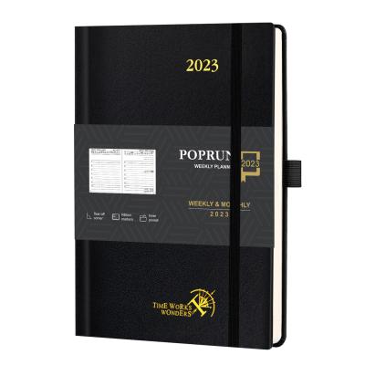 China 2023 Weekly Planner A5 Leatherette 80gsm Ivory Paper Student Vertical Layout for sale