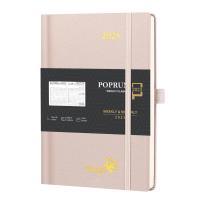 China 2023 Weekly Planner 22x16.5cm 80GSM Ivory Paper Leatherette Cover Customizable for sale