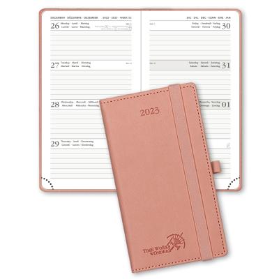 China Custom Vegan Leather Pocket Weekly Planner 2023 6.5x3.5in 13-Month Diary for sale