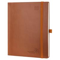 China 2024 26.5x21.5cm Large Academic Planner Brown Leather Softcover FSC Paper for sale