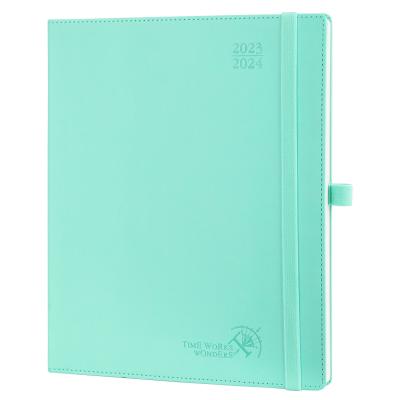 China Leatherette Paper Custom Academic Planner Large Writing Space Green for sale