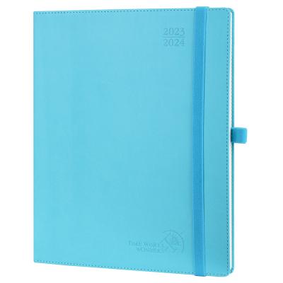 China Custom 17 Month Large Academic Planner Aug 2023 to Dec 2024 10.5x8.5 Inch Leather Cover for sale