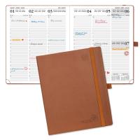 China 2024 26.5x21.5cm Large Academic Planner Brown Leather Softcover FSC Paper for sale