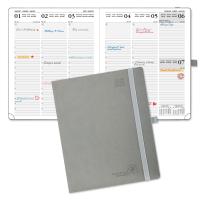 China Large 8.5x10.5 Inch Weekly Academic Planner Grey Faux Leather Cover 100GSM Ivory Paper for sale