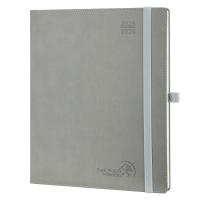 China Large 8.5x10.5 Inch Weekly Academic Planner Grey Faux Leather Cover 100GSM Ivory Paper for sale