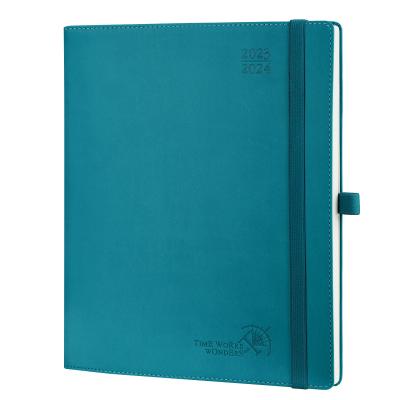 China 2024 Weekly Academic Planner 8.5x10.5 Inch FSC Certified Ivory Paper Leather Cover for sale