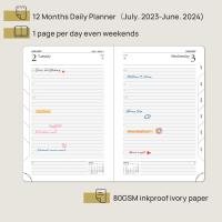 China Custom A5 PU Hardcover Academic Planner 2024 150 Pages 80gsm Ivory Paper for sale