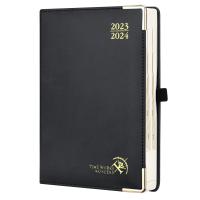 China Custom A5 Academic Planner 2024 80gsm Paper Casebound Hardcover PU Leather for sale