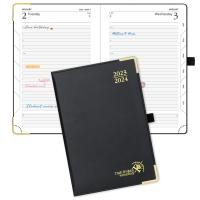 China Custom A5 Academic Planner 2024 80gsm Paper Casebound Hardcover PU Leather for sale