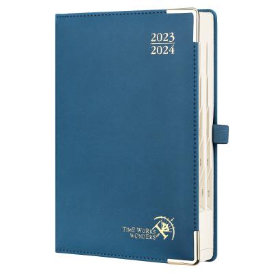 China Custom A5 PU Hardcover Academic Planner 2024 150 Pages 80gsm Ivory Paper for sale