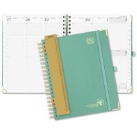 China Hardcover Spiral Custom Academic Planner 2023 A4 100GSM Ivory Paper Light Green for sale