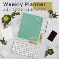 China Hardcover Spiral Custom Academic Planner 2023 A4 100GSM Ivory Paper Light Green for sale